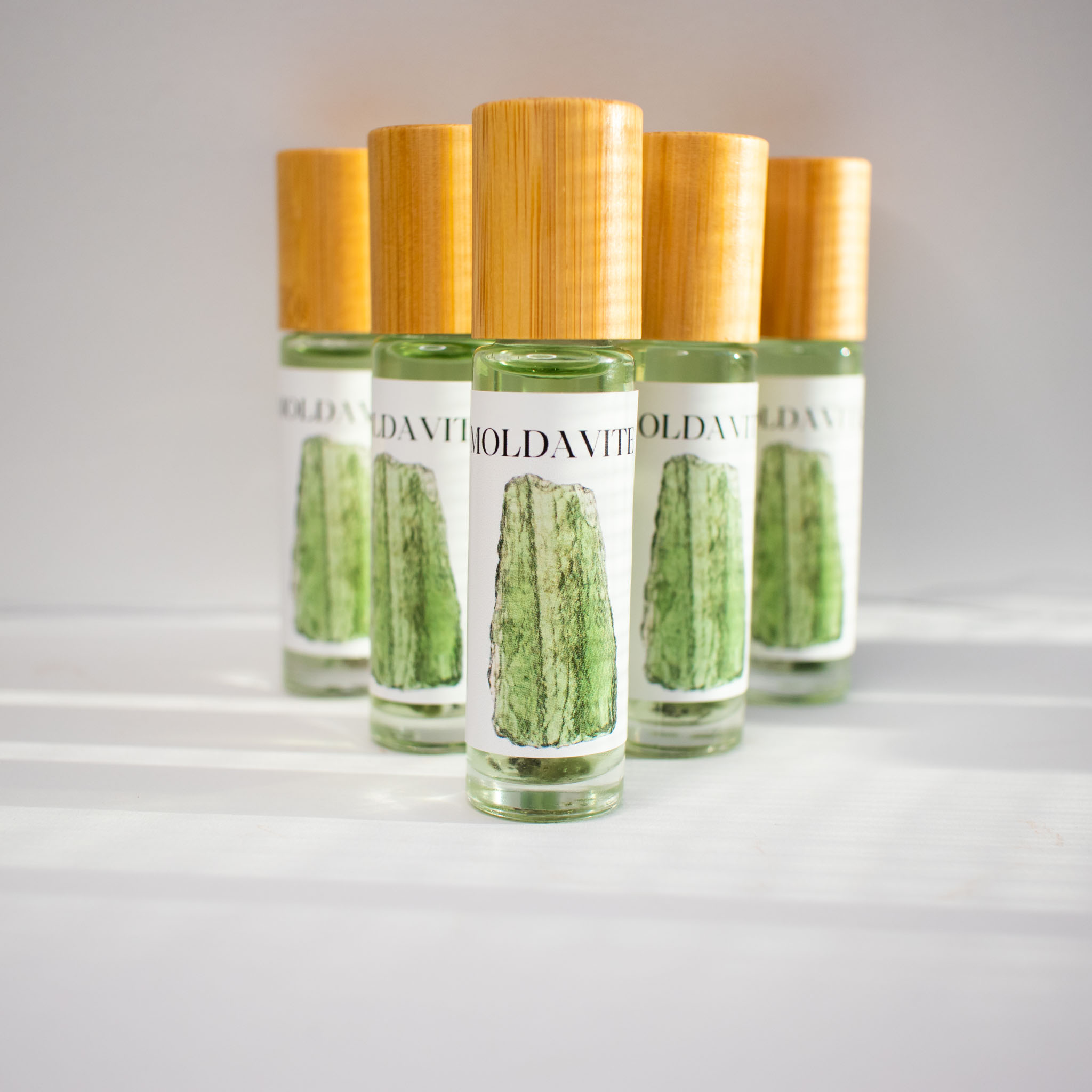 Moldavite with Herkimer Essential Oil - Polina Jewelry
